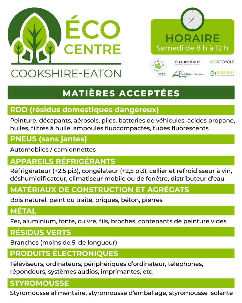 Écocentre municipal - Ville de Cookshire-Eaton